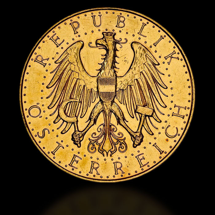 Златна монета 100 Шилинга - Първа Република 1926 - 1931 | Лимар24